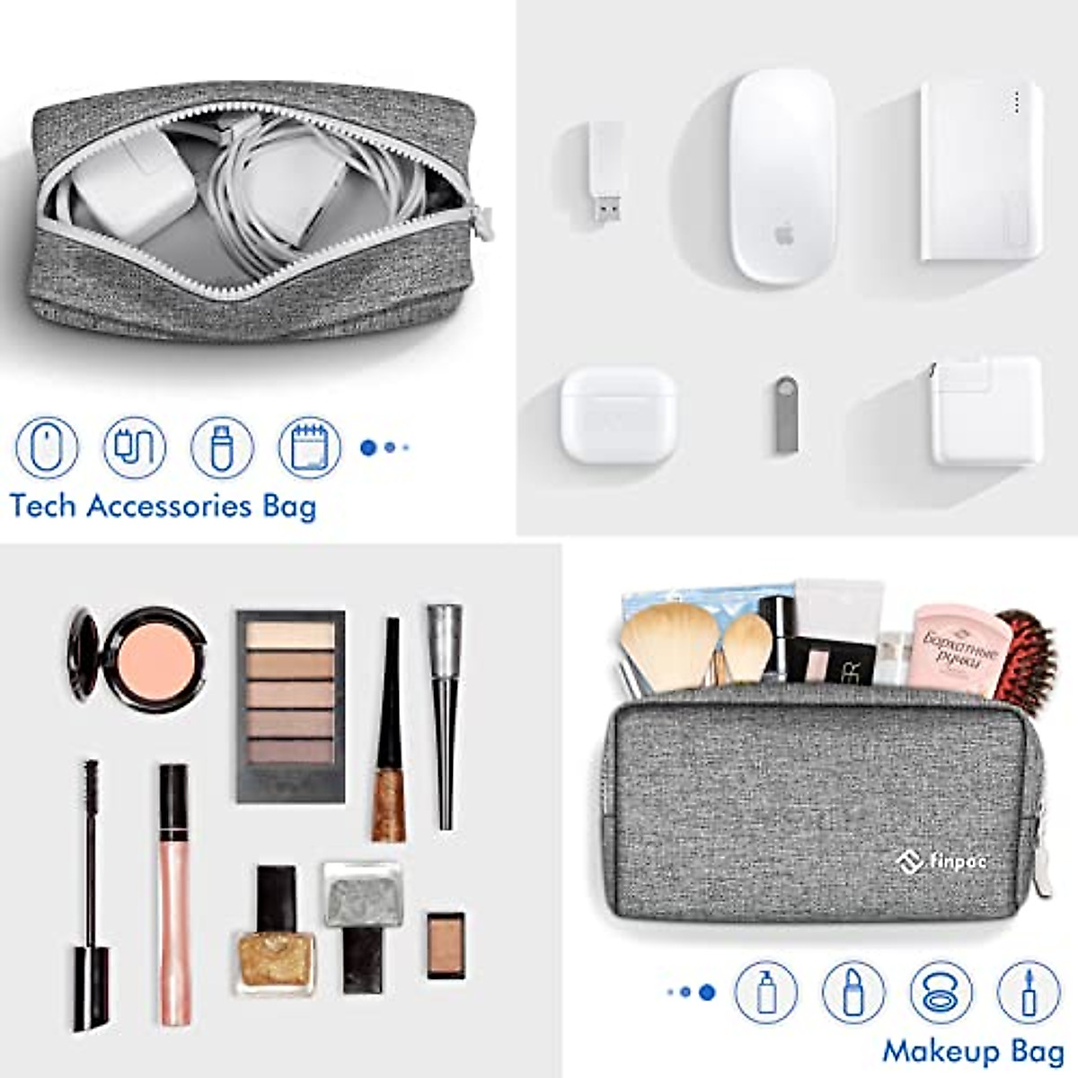 FINPAC Laptop Sleeve with Accessory Pouch for MacBook Pro M3/M2/M1 14-inch, MacBook Air/Pro 13, Protective Case with Tech Bag