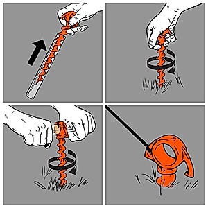 Orange Screw: The Ultimate Ground Anchor | Small 4 Pack Tent Stakes | Made in USA (Orange)