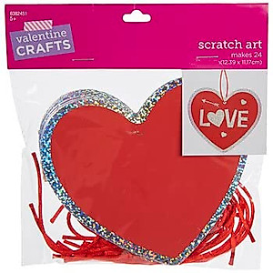 Valentine Red Heart Scratch Art Craft Kit for Sunday School, VBS, Classroom- Makes 24