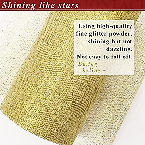Gold Glitter Tulle Rolls 6 Inch by 50 Yards Sparkle Fabric Ribbon for DIY Tutu Skirt Sewing Bow Wedding Decorations Craft Supplies