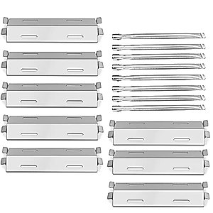 Gas Burner and Heat Plate Shield Stainless Steel Grill Replacement Parts for Members Mark GR2039201-MM-00; Bakers and Chefs ST1017-012939; Outdoor Gourmet GD430, Set of 8 Pack Heat Tent & Burner Tube