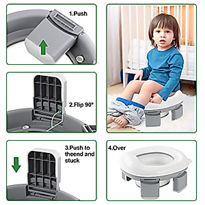 INNOWEST® Travel Potty, Toddler travel potty, Portable toddler potty, travel potties foldable, toddler potty folding toilet, apply to seat emergency toilet for car, outdoor, indoor toilet, Grey