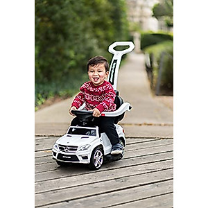 Best Ride On Cars 4 in 1 Mercedes Battery Powered Push Car, White, Large