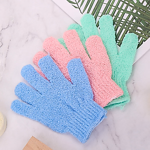 Sibba 3 Pair Bath Gloves for Shower Natural Loofah Exfoliating Wash Gloves for Body and Face, Dead Skin Remover, Double Sided Microfibre Shower Body Gloves for Adults and Kids