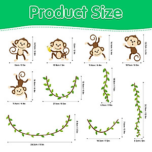 Glow in The Dark Monkey Wall Decals Jungle Tree Wall Decals Safari Removable Animals Wall Stickers Cartoon Zoo Decals Baby Nursery Kids Boys Girls Bedroom Playroom Daycare Safari Theme Wall Decor