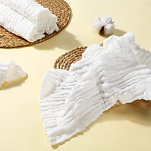 60 Pack Baby Muslin Washcloths Muslin Burp Cloths 6 Layer Soft Absorbent Face Towel, 12 x 12 Inch Burp Rags Natural Newborn Bath Essentials for Baby Infant Kids Sensitive Skin, Baby Registry as Shower