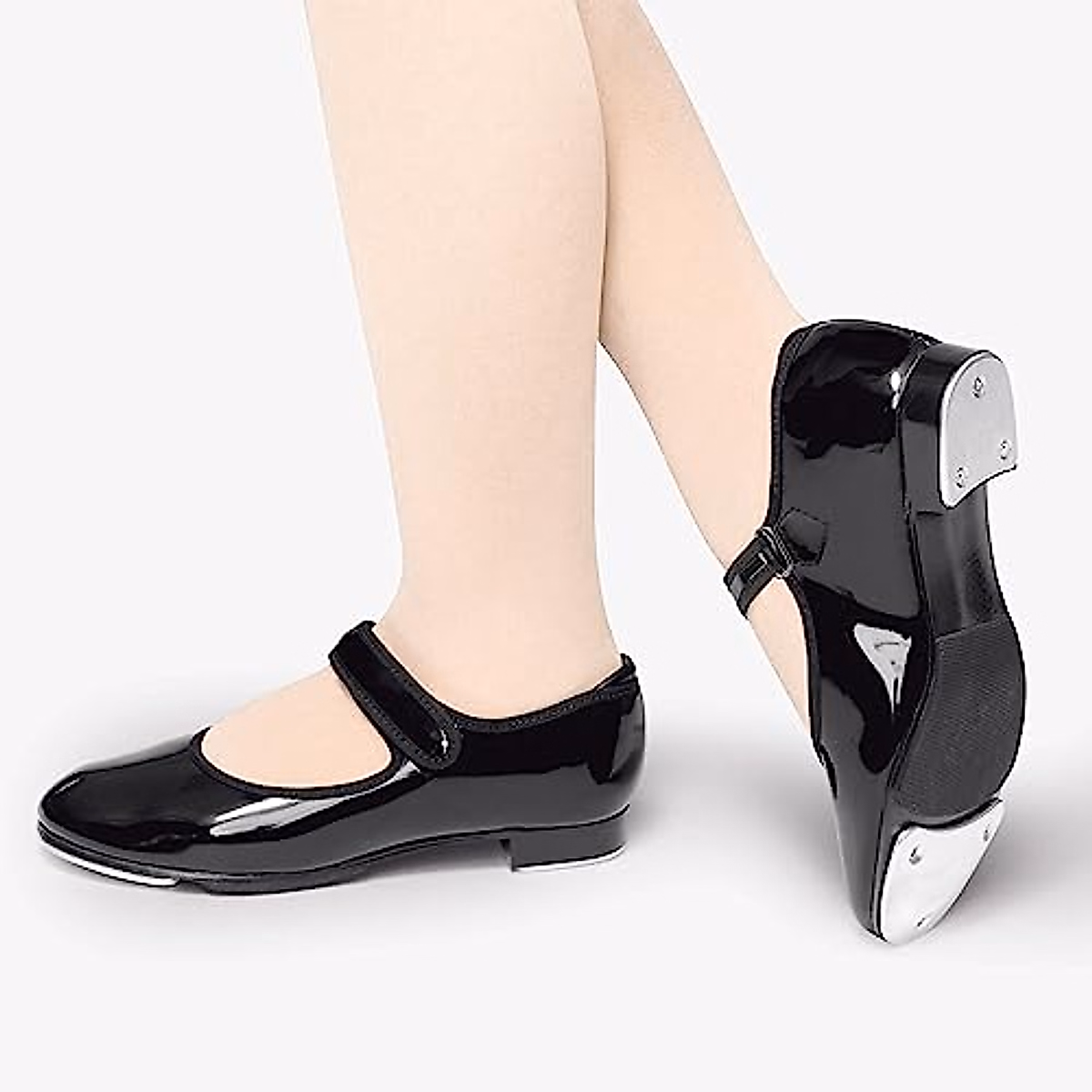 Stelle Tap Shoes for Girls Boys PU Leather Non-Slip Dance Shoes for Toddler/Little Kid/Big Kid (Black,11ML)