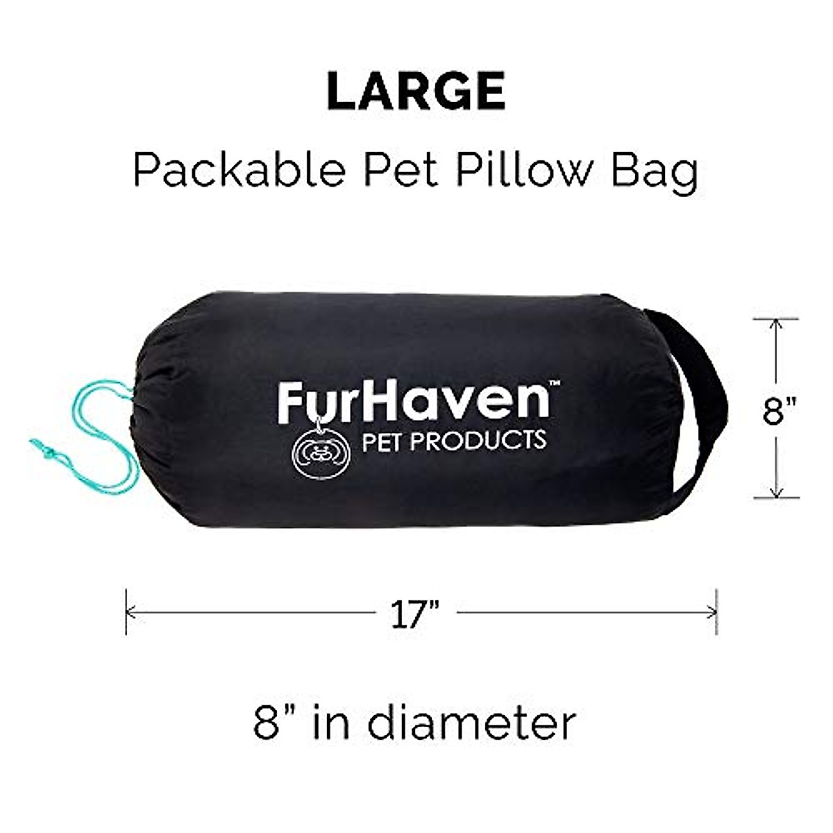 Furhaven Large Dog Bed Trail Pup Travel Pillow Mat w/ Stuff Sack, Washable - Aqua/Granite Gray, Large