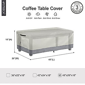 STEECA Patio Coffee Table Cover, Waterproof Rectangular Small Side Table Cover for Outdoor Furniture 48L x 26W x 18H inch