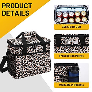 MIER 18L Large Soft Cooler Insulated Picnic Bag for Grocery, Camping, Car, Leopard