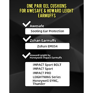 Replacement Gel Ear Pads Fit for Peltor Tactical 100 500/Rangeguard/Awesafe/Howard Leight Ear Protection