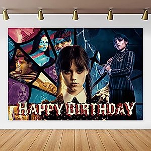 5 x 3 FT Wednesday New Addams TV Show Backdrop, Wednesday Party Decorations Background for Kids Birthday Party