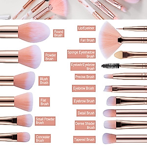 16PCs Marble Makeup Brushes Set Premium Synthetic Face Eye Lip Make Up Brush Kits for Foundation, Powder,Eyeshadow,Eyebrow,Eyelash,Eyeliner,Blending,Concealer,Contour,Highlight