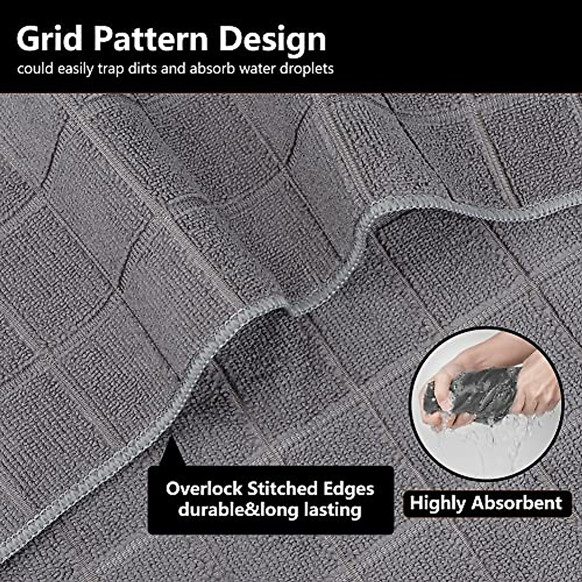 HOMEXCEL Kitchen Towels 6 Pack,Soft and Super Absorbent Hand Towels,Lint Free Waffle Weave Check Plaid Washcloths Bath Towel for Travel Gym Hotel,15 x 25 inch