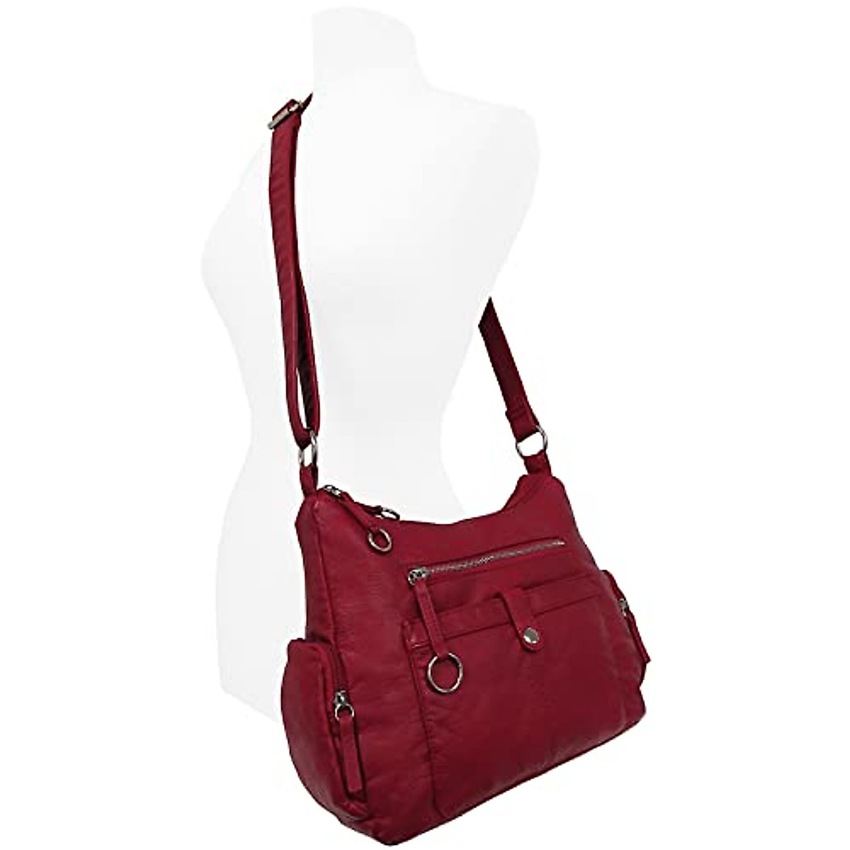 Bueno of California Smooth Faux Leather Shoulder, Spring Berry