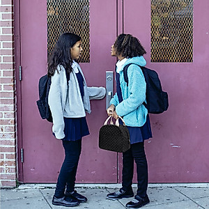 EurCross Upgraded Compact Black Lunch Bag for Girls Women,Canvas Reusable Polka Dot Lunch Tote Box Bag for Work School