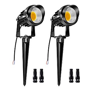ALEDECO 9W Low Voltage Landspcape Lights With Connectors 12V AC/DC LED Landspcape Lighting Outdoor Waterproof Spotlights 900LM Warm White Garden Decorative Uplight for Pathway,Patio,Yard Lights(2Pack)