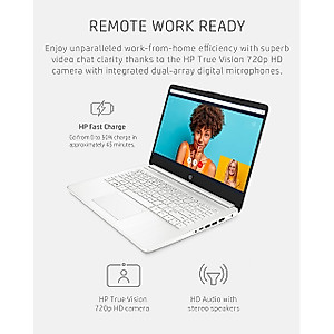 HP 14 Laptop, Intel Celeron N4020, 4 GB RAM, 64 GB Storage, 14-inch Micro-edge HD Display, Windows 10 Home, Thin & Portable, 4K Graphics, One Year of Microsoft 365 (14-dq0040nr, 2021, Snowflake White)