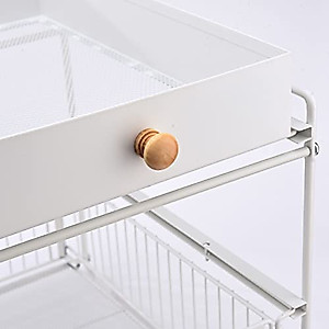 RIAAJ Kitchen Sink Shelf 2 Tier Under The Sink Organizer Sliding Countertop Organizer Slide Out Cabinet Drawer Organizer, Spice Rack Metal Basket Home Shelf for Bathroom Kitchen Sink Organizer, #2