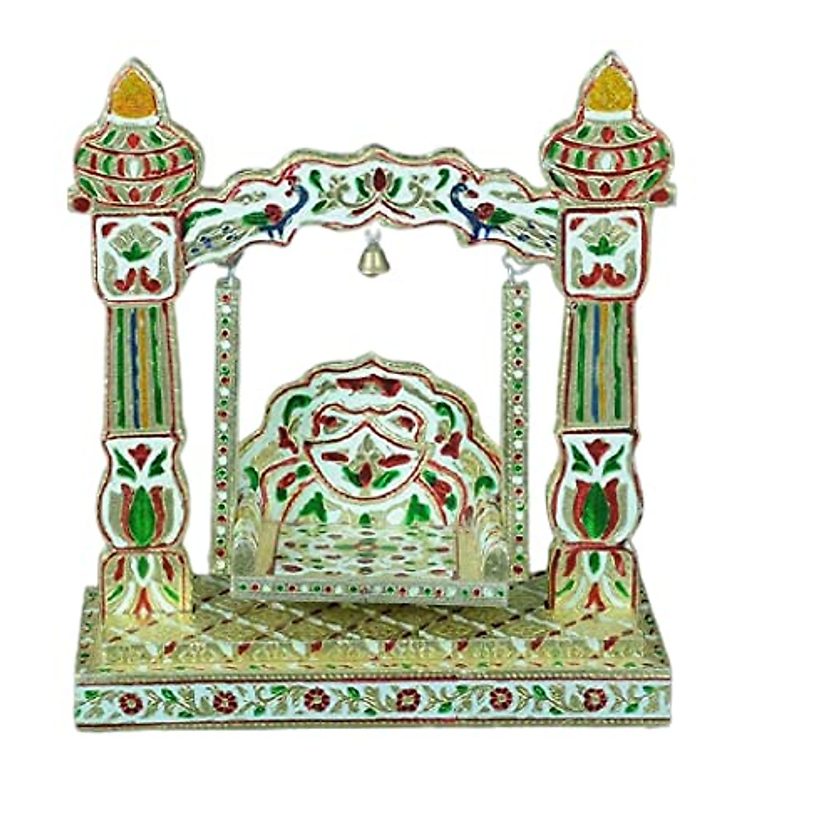 S.G.R. HANDICRAFTS / Krishna Wooden jhula with Gold Plating Antique Premium Design. (X-Small)