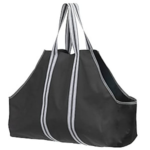 ShelterLogic 28" Heavy-Duty Large Water-Repellent Firewood Log Holder and Carrier Bag, Black/Gray