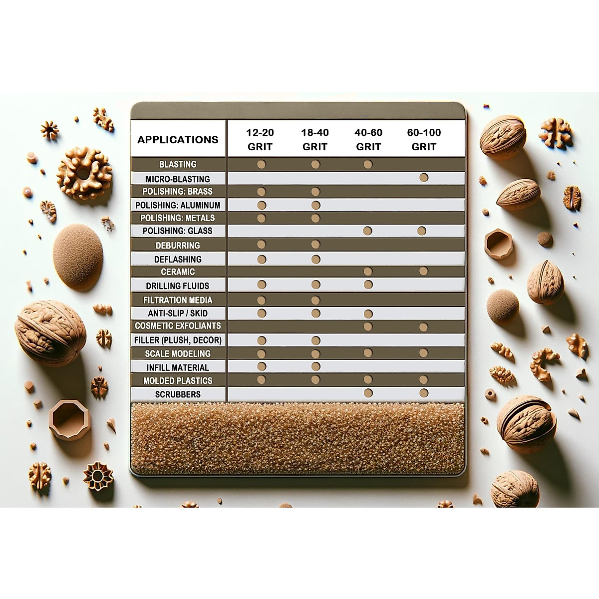 GRITSMITH 18-40 Grit Ground Walnut Shell Media (5 LBS / 2.3 KG) - Fine Grit for Tumbling, Blasting, Vibratory, Polishing, Deburring, Anti-Skid, Fillers