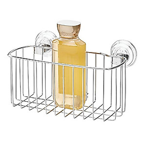 iDesign Reo Metal Power Lock Suction Rack for Bathroom, Kitchen Use