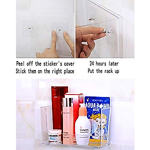 Sooyee 2-Pack Shower Caddies,No Drilling Wall Mounted Bathroom Corner Shelf Organizer with Hooks Suction Kitchen Storage,Stackable Makeup Organizer Stand on Countertop,Clear