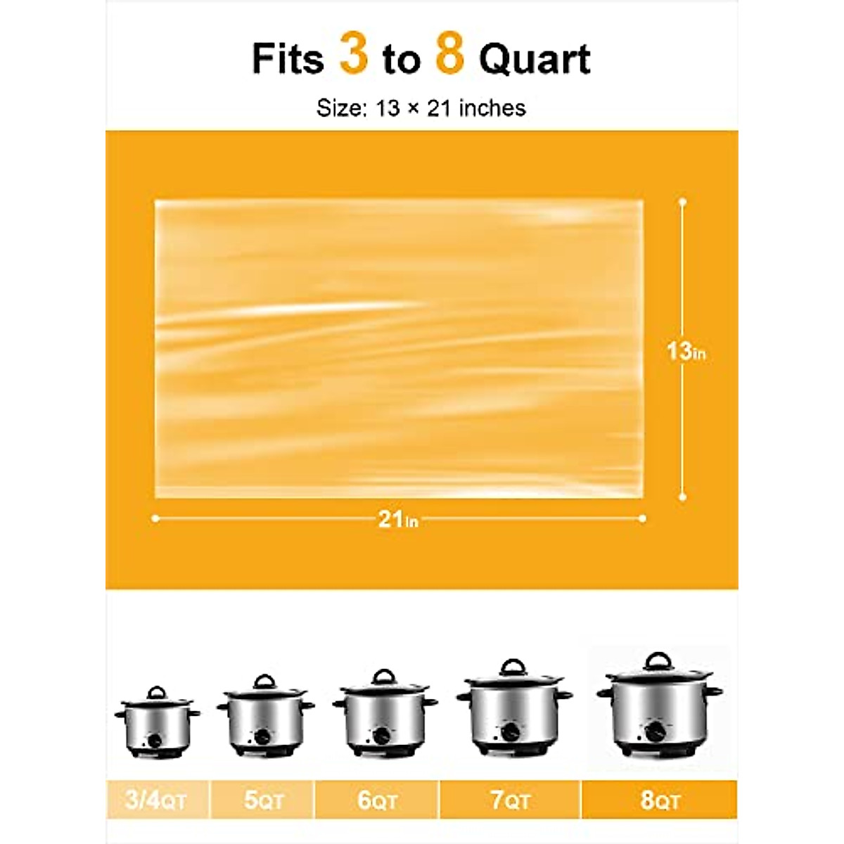 SMARTAKE Slow Cooker Liners, 13 x 21 Inches Disposable Cooking Bags, Easy Clean-Up Plastic Bags, Fit 3QT to 8QT, for Slow Cooker, Crockpot, Aluminum Cooking Trays, Pans, 1 Pack (30 Liners)