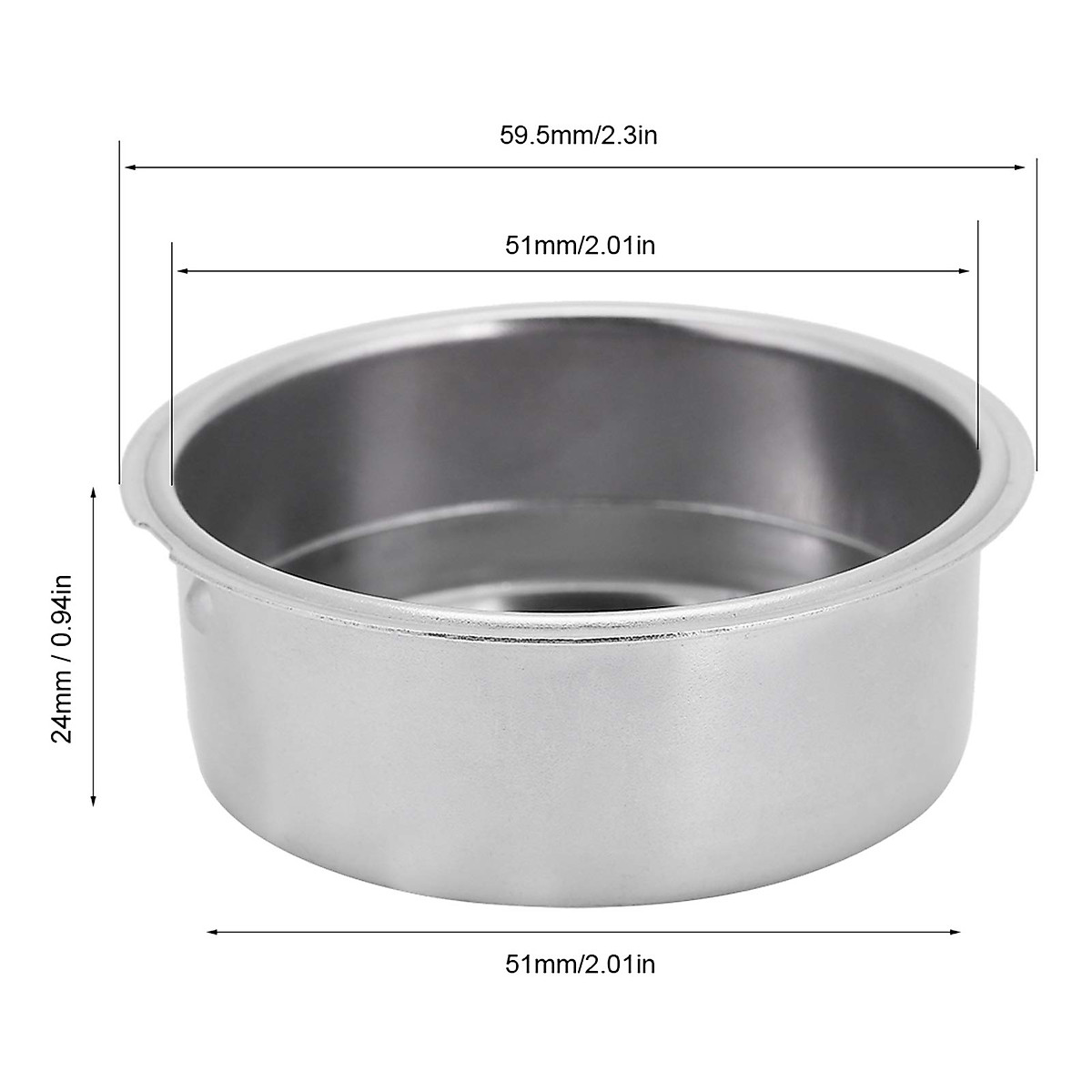 Double Layer Stainless Steel UltraFine Coffee Filter Basket, Double Cup Coffee 51mm Pressurized Porous Filter Strainer, Coffee Machine Replacement Accessories Silver