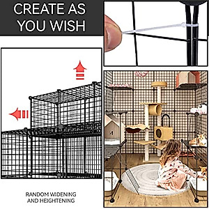 Old Tjikko Large Cat Cage,Indoor Cat Playpen,Metal Wire Kennels Crate,Small Animal Cages for Kitten Guinea Pig, Bunny and Chinchilla Ideal for 1-3 Cats with 2 Platforms Beds and 2 Ladders