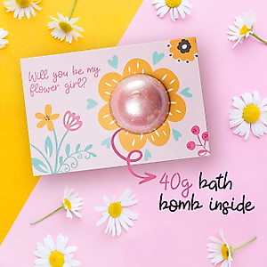 Pop Fizz Designs Flower Girl Proposal Card with Bath Bombs [2 Pack]- Flower Girl Gift, Flower Girl Cards, Flower Girl Gifts From Bride, Flower Girl Proposal Box Gifts