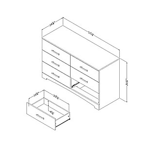 South Shore Gramercy 6-Drawer Double Dresser, Pure White