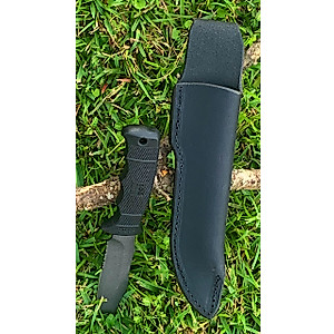 Coast Leathers Custom Handmade Leather Knife Sheath for SOG Seal Pup Knife, Fixed Blade Knife Holder, Vertical Sheath Right Handed Knife Holster - Black
