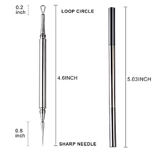 Professional Facial Milia Removal and Whitehead Extractor & Lancet - Double Ended Circle Loop & Sharp Needle Pimple Popper Tool - 2-in-1 Blackhead & Blemish Remover - Zit and Pimple Acne Removal