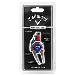 Callaway unisex adult Red, & Callaway 4 in 1 Divot Tool Red White Blue, Red, White Blue, Dark Roast US