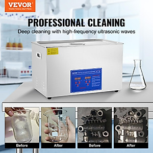 VEVOR 30L Industrial Ultrasonic Cleaner with Digital Timer&Heater 40kHz Professional Large Ultrasonic Cleaner Total 1200W for Wrench Tools Industrial Parts Mental Instrument Apparatus Cleaning