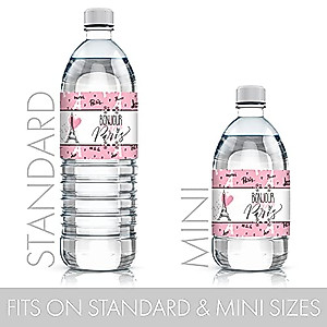 Paris Party Water Bottle Labels - 24 Stickers