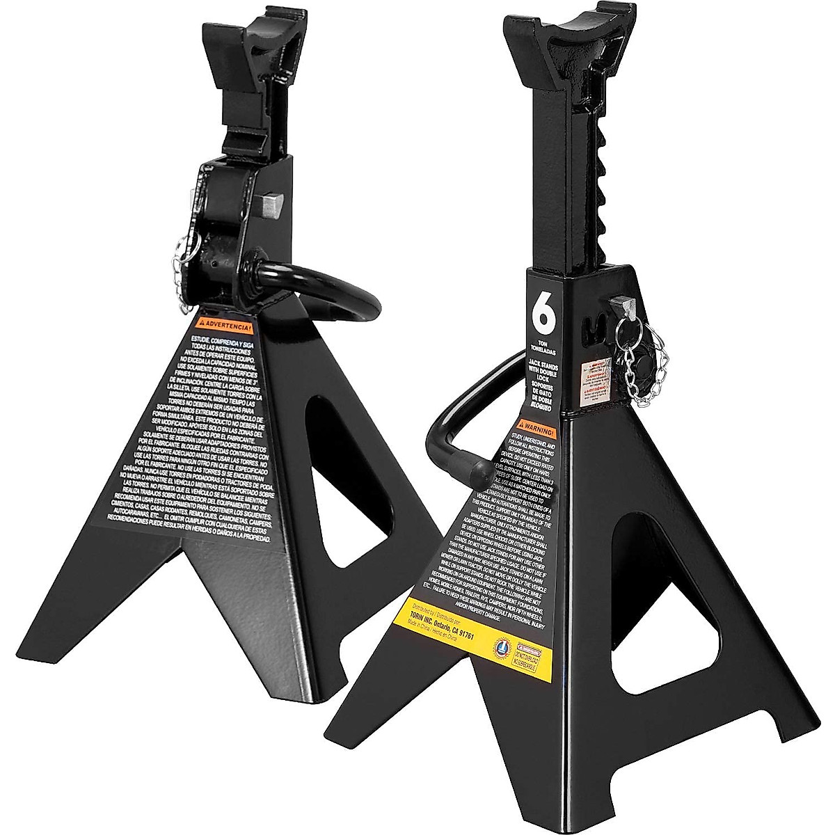 BIG RED AT46002ABR Torin Double Locking Steel Jack Stands, 2 Pack, 6 Ton (12,000 lb), Black