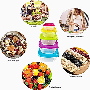 VOYISA Food Storage Container Storage Bowls Kitchen & Pantry Organization Meal Prep Container with Lids, BPA-Free, Freezer, Microwave and Dishwasher Safe (5 Sets Pack )