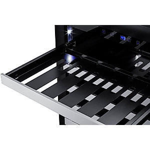 Summit ASDW2412 24 Inches Wide Built-In Wine Cellar, Black; ADA Compliant Design; Less Than 18 Inches Deep; Double Pane Tempered Glass Door; Temperature Memory Function; Reversible Door