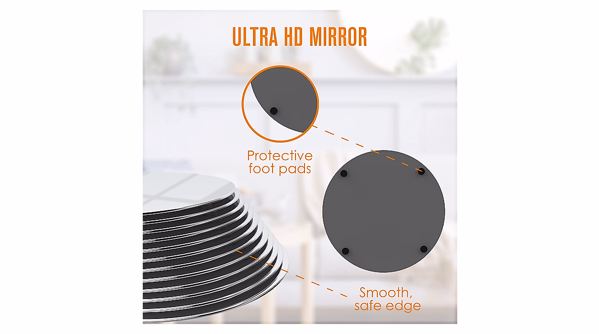 Elegant Round Mirror Centerpieces - 12 Pack 8"