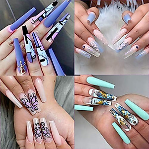 Clear Nail Tips - Coffin Nail Tips ECBASKET Professional Nail Tips for Acrylic Nails Half Cover Clear Fake Nail Tips Long Coffin Shaped False Nail Tips 500Pcs 10Sizes with Box