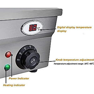 Commercial Food Warmer,2000W Electric Countertop Food Warmer,Stainless Steel Food Steam Table,Automatic Food Soup Heat Preservation Machine,Multifunction Warmer Machine for Restaur