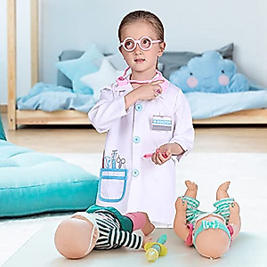 leegleri Doctor Lab Coat Role Play Costume Pretend Play Jacket for Toddler,Doctor Dress Up Outfit for Birthday Gift(3-4years)