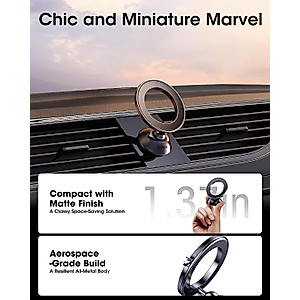 CASEKOO Car Phone Holder, Innovative Magkoo Magnetic Car Mount Smaller Simpler and More Convenient, Compatible with Magsafe 360° Rotatable Fits All Phones & Cases