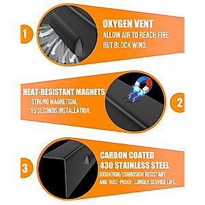 Upgraded Magnetic Wind Guards for Blackstone 22'' Griddle, Blackstone Griddle Accessories, Protect Flame, Hold Heat, Save Gas, Fit with Blackstone Grill Accessories, Black, Stainless Steel