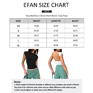 EFAN Women's Backless Tops Seamless Tee Summer 2024 Trendy Going Out Short Sleeve Crop Tops Open Back Y2k Shirts Cute Spring Tops Casual Fashion Clothing Teen Girls Black