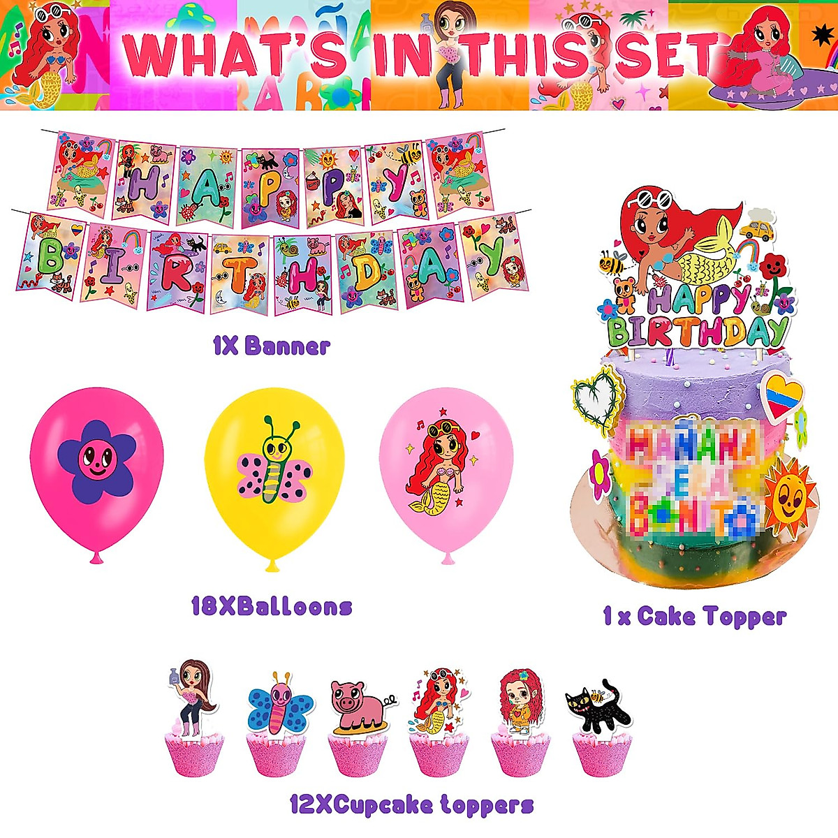 Cute Party Supplies Party Decor Singer Star Birthday Decorations Room Decor… (cartoon-karo party)