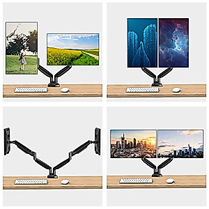 MOUNTUP Quad Monitor Stand, 4 Monitor Desk Mount for 13 to 32 inch Computer Screens + MOUNTUP Ultrawide Dual Monitor Desk Mount for 2 Computer Screen Max 35 Inch